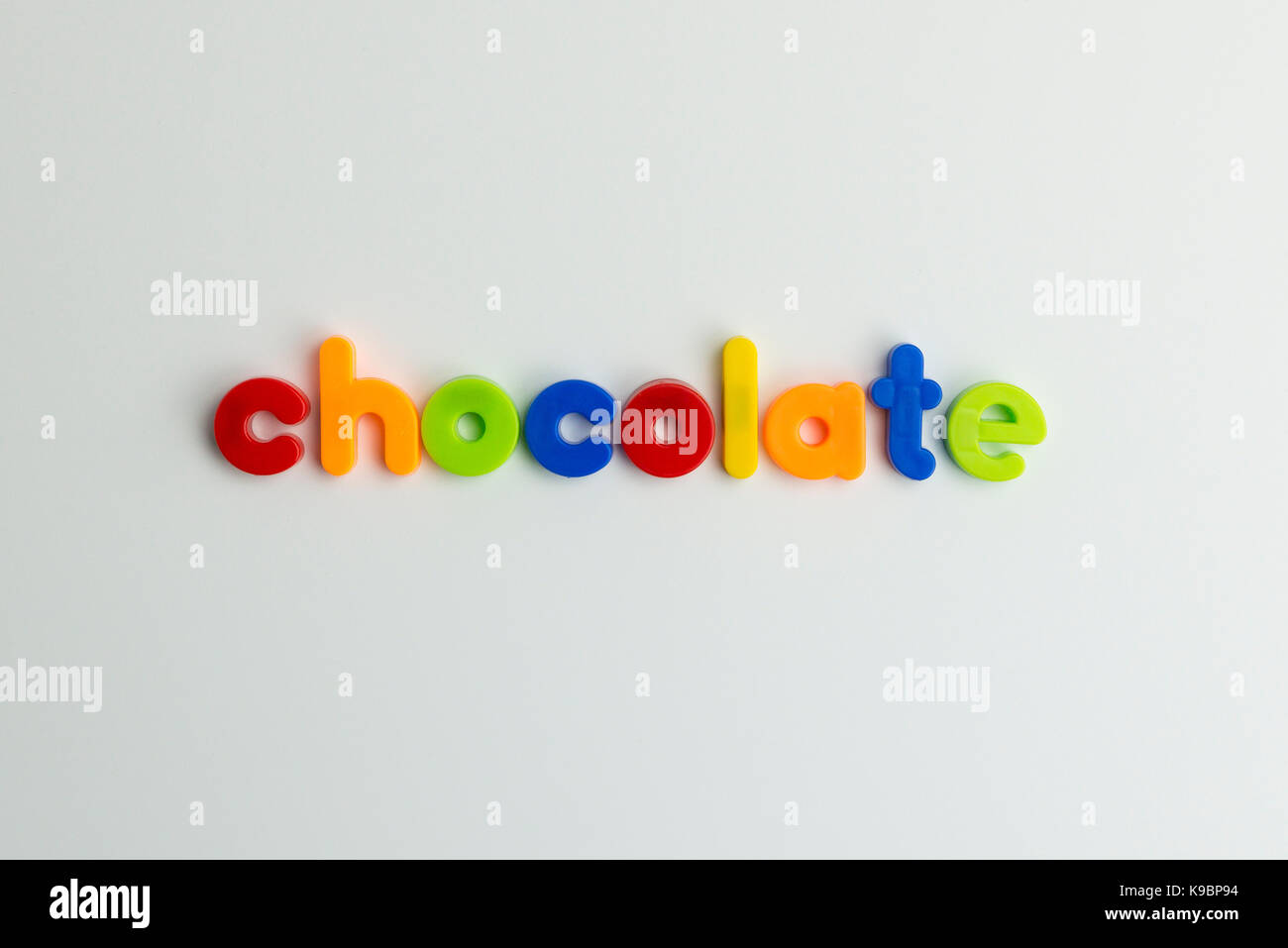 chocolate word in colourful children's letters Stock Photo - Alamy