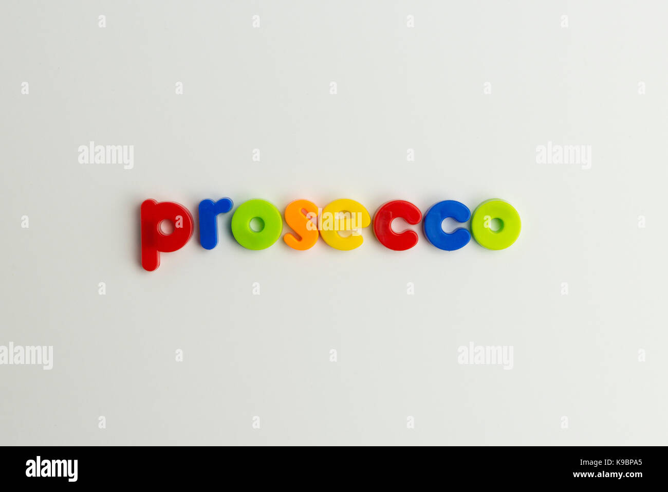 prosecco word in colourful children's letters Stock Photo - Alamy