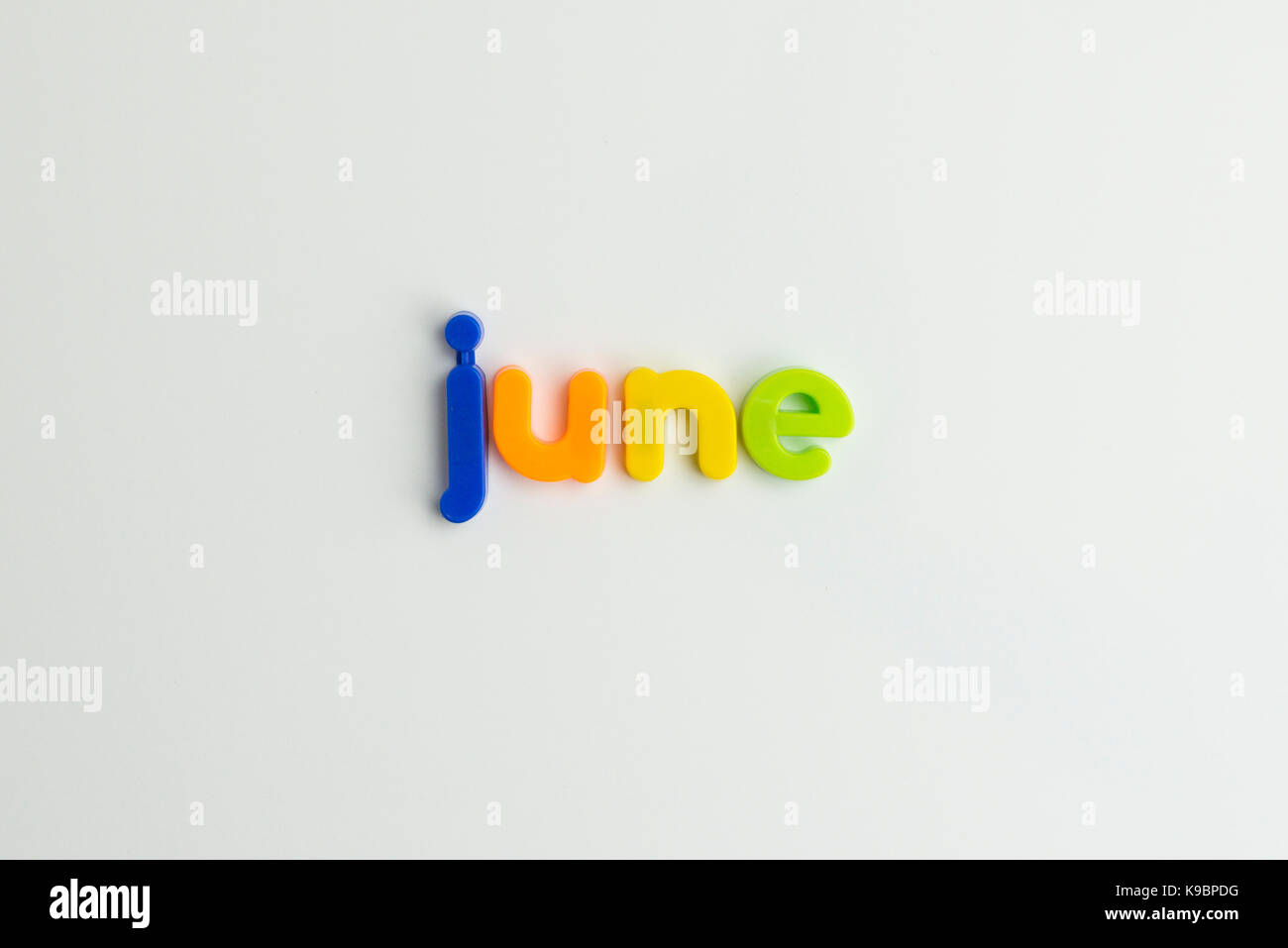 june word in colourful children's letters Stock Photo - Alamy