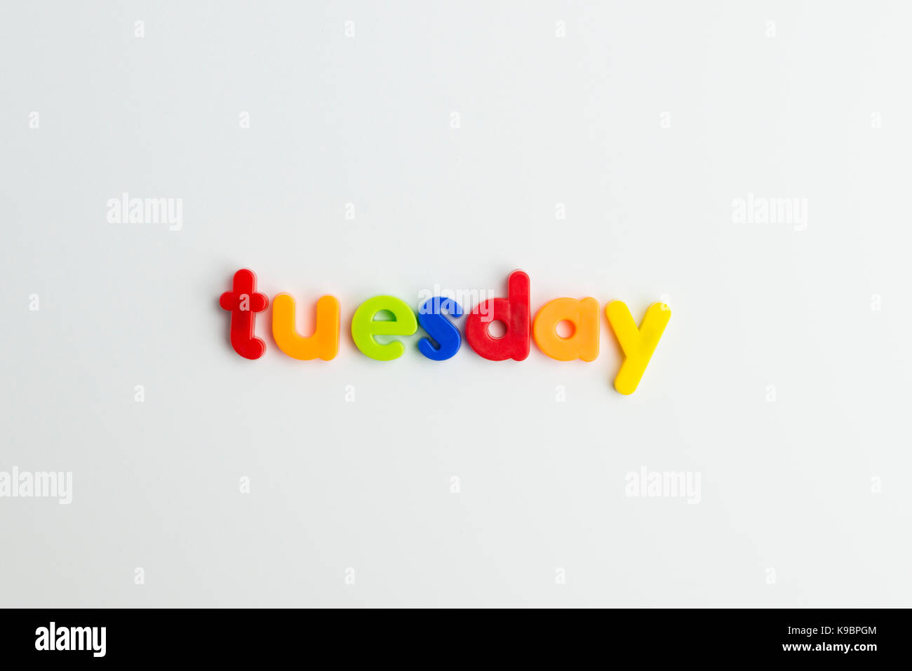 tuesday word in colourful children's letters Stock Photo - Alamy