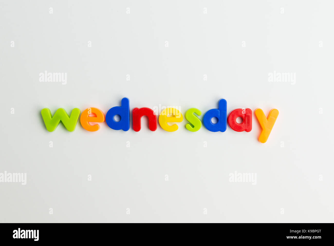 wednesday word in colourful children's letters Stock Photo - Alamy
