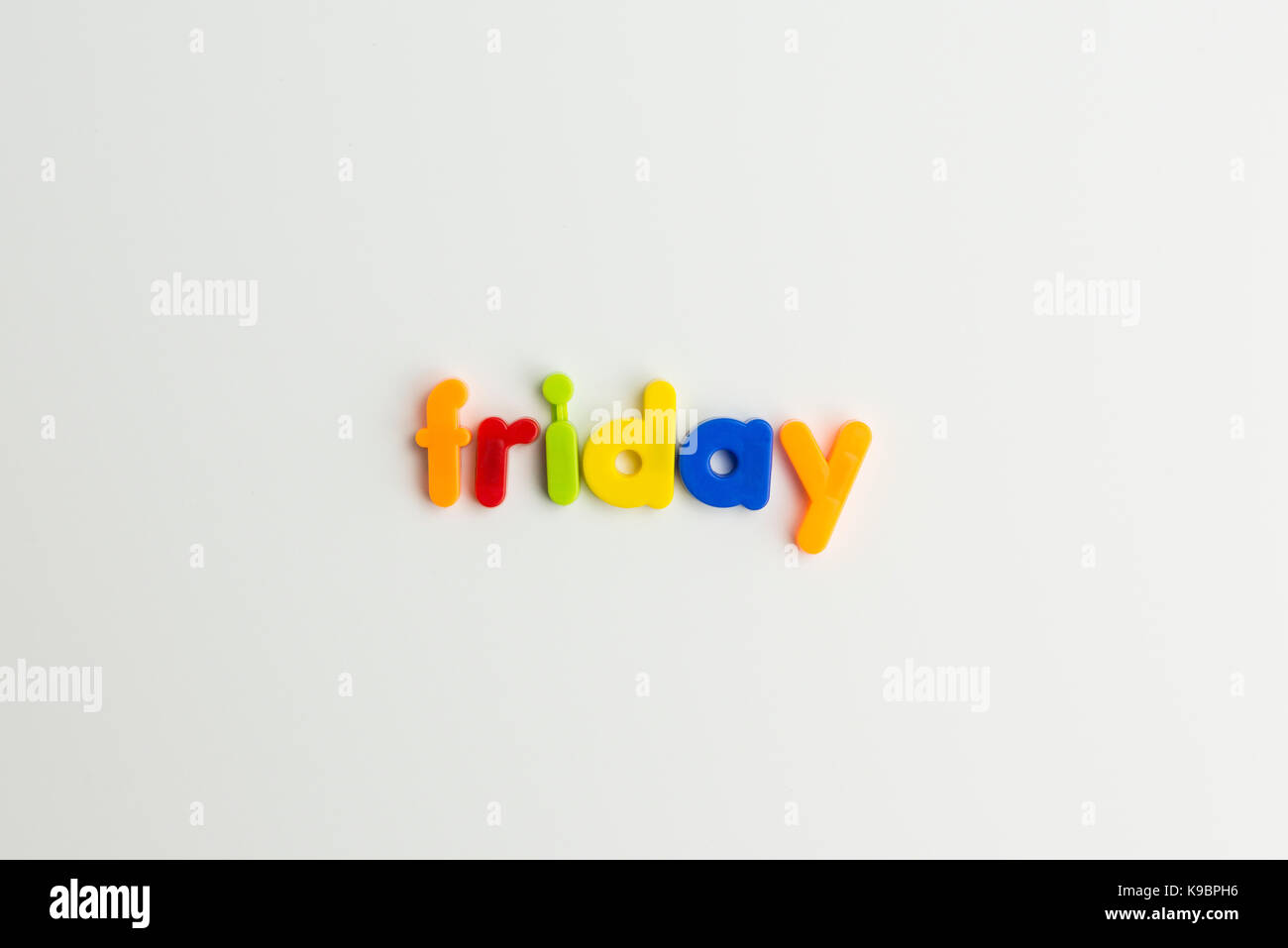 friday word in colourful children's letters Stock Photo - Alamy