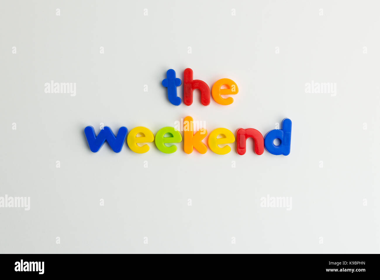 the weekend words in colourful children's letters Stock Photo - Alamy