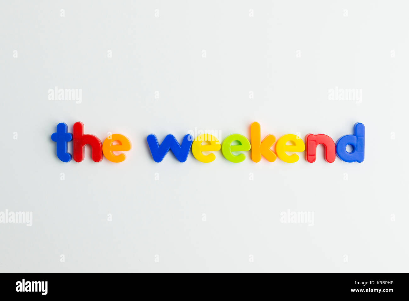 the weekend words in colourful children's letters Stock Photo - Alamy