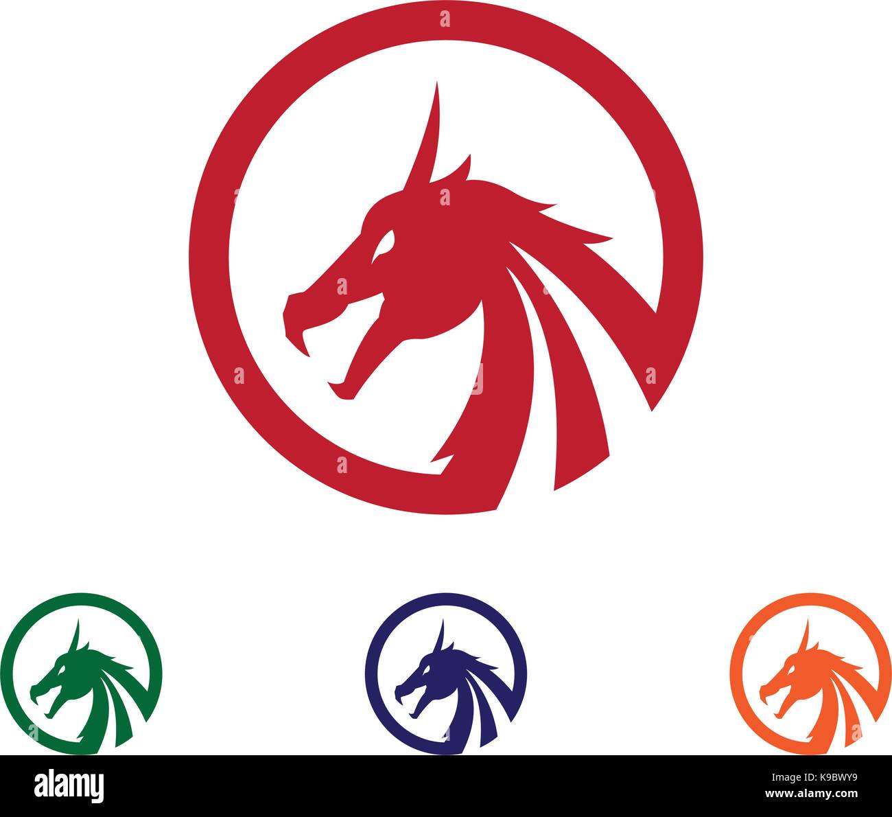 Head dragon flat color logo template vector illustration Stock Vector ...