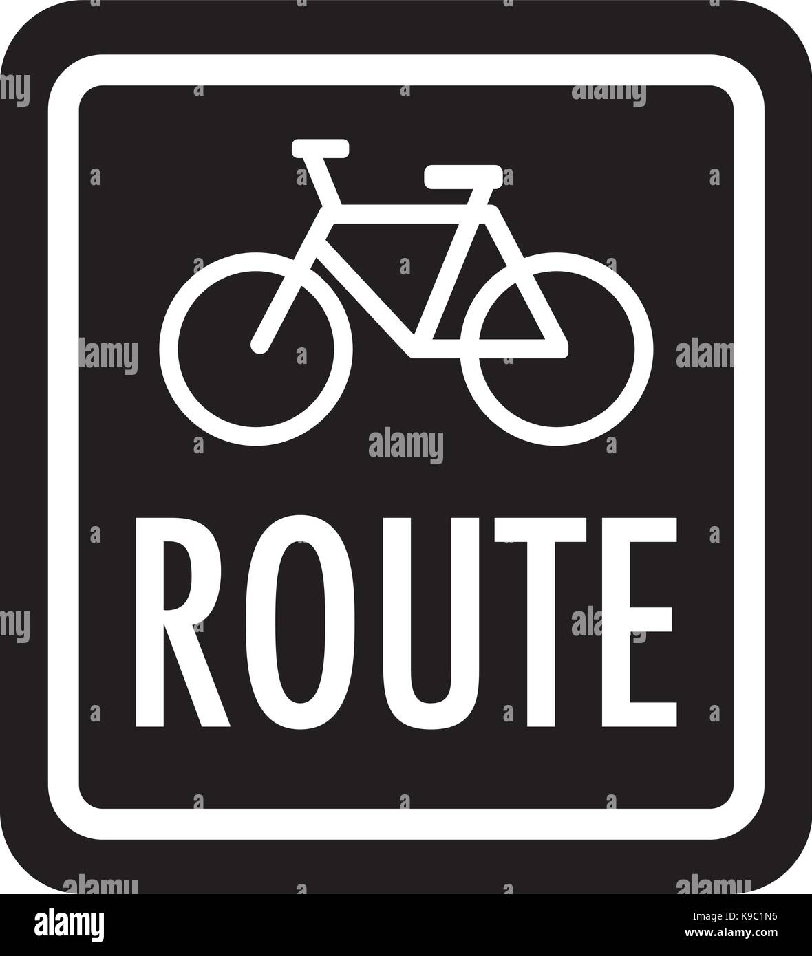 bicycle route warning sign Stock Vector Image & Art - Alamy