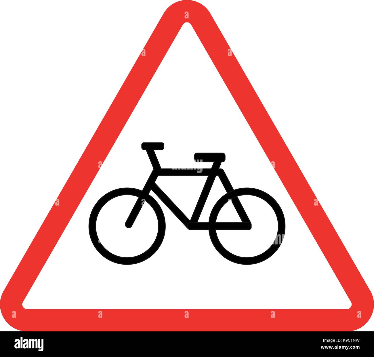bicycle route warning sign Stock Vector Image & Art - Alamy
