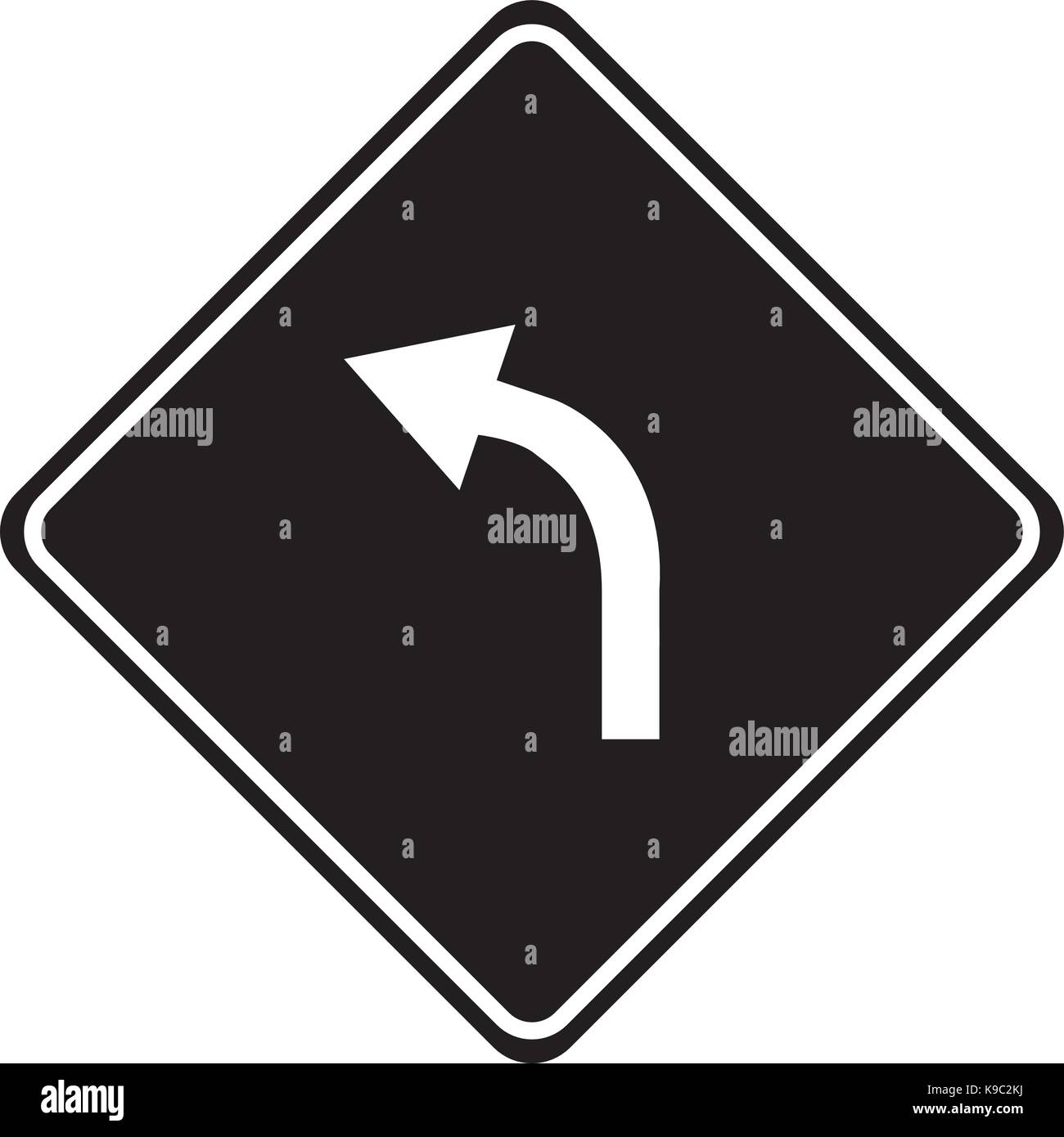 Left turn ahead warning information sign Stock Vector Image & Art - Alamy