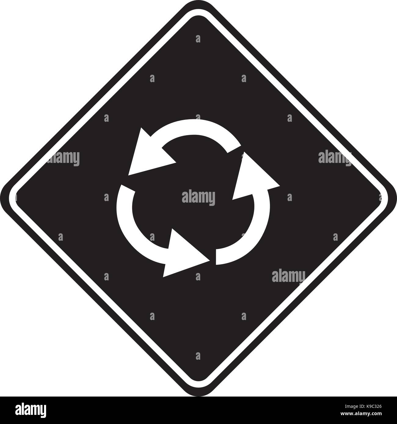 Roundabout ahead warning sign Stock Vector Image & Art - Alamy