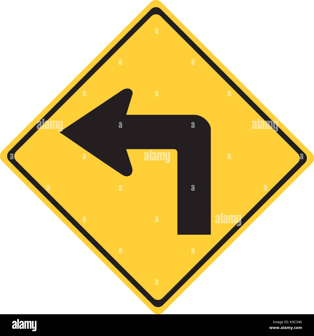 Left turn ahead warning traffic sign Stock Vector Image & Art - Alamy
