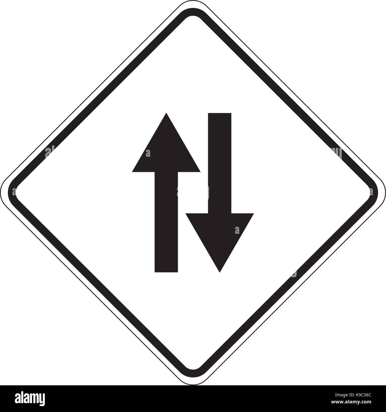 Two Way Traffic Sign Black And White