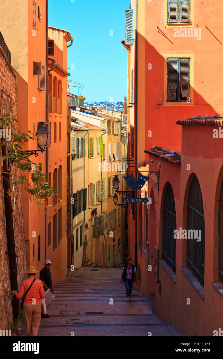 Narrow streets in the old town of Nice, France Stock Photo - Alamy