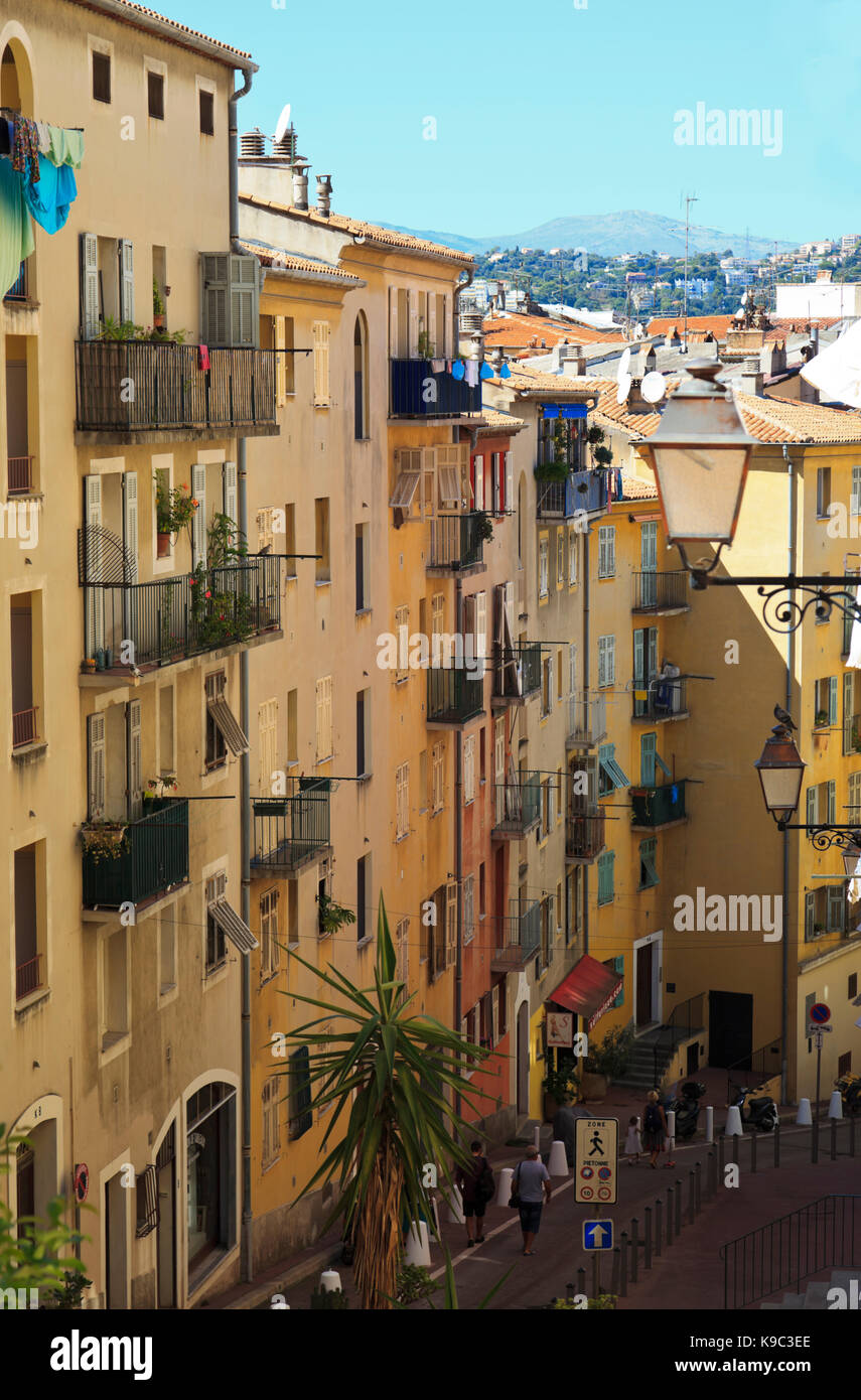 Narrow streets in the old town of Nice, France Stock Photo - Alamy