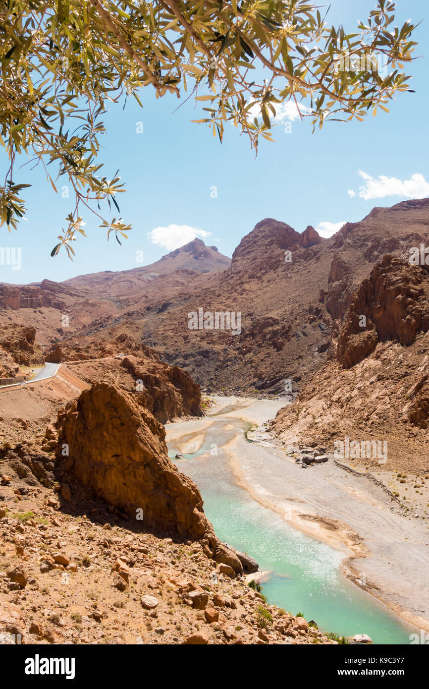 The Ziz river flowing through the Middle Atlas mountains in Morocco ...
