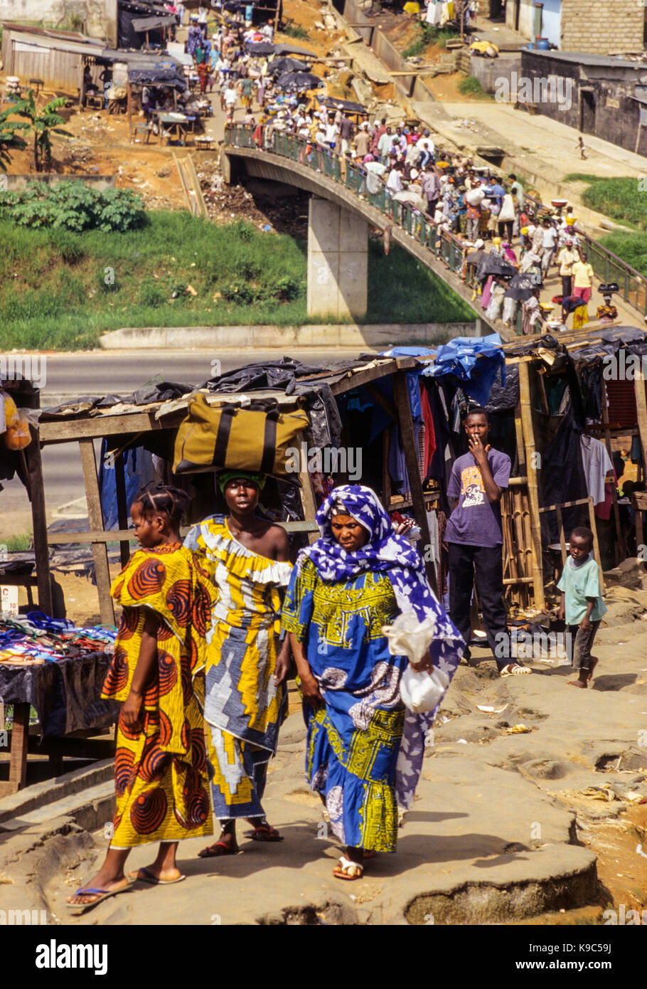 Abidjan, Ivory Coast, Cote d'Ivoire. Pedestrian Bridge over Divided ...