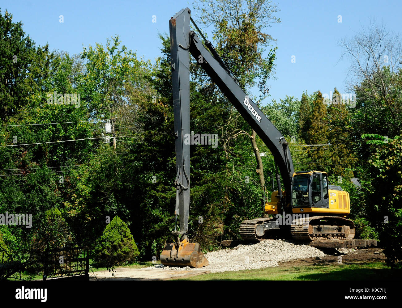 Dredging equipment clearing bottom silt out of river channel Stock ...