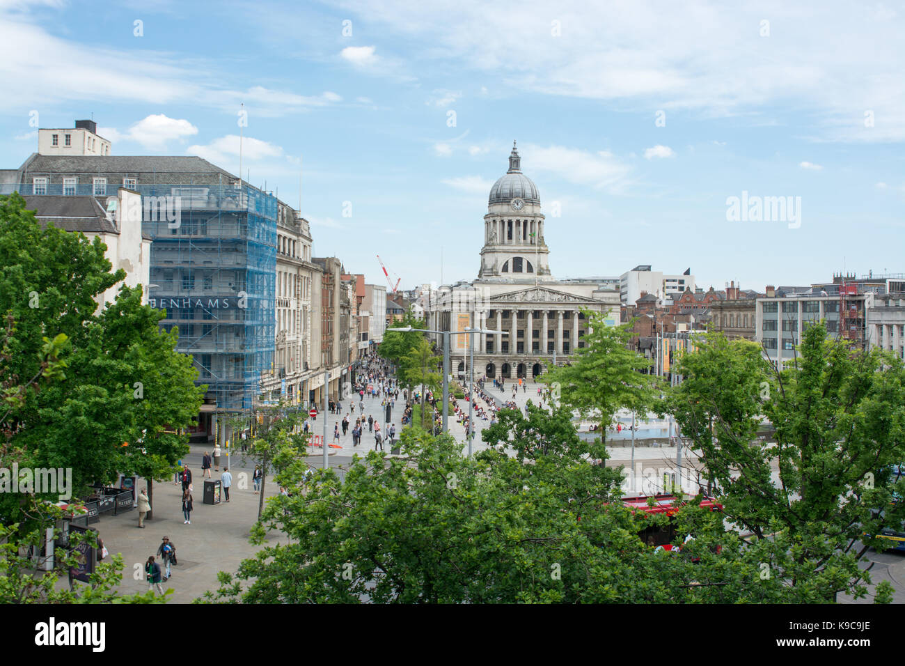 Trinity Square Nottingham with fountain and council house in background ...