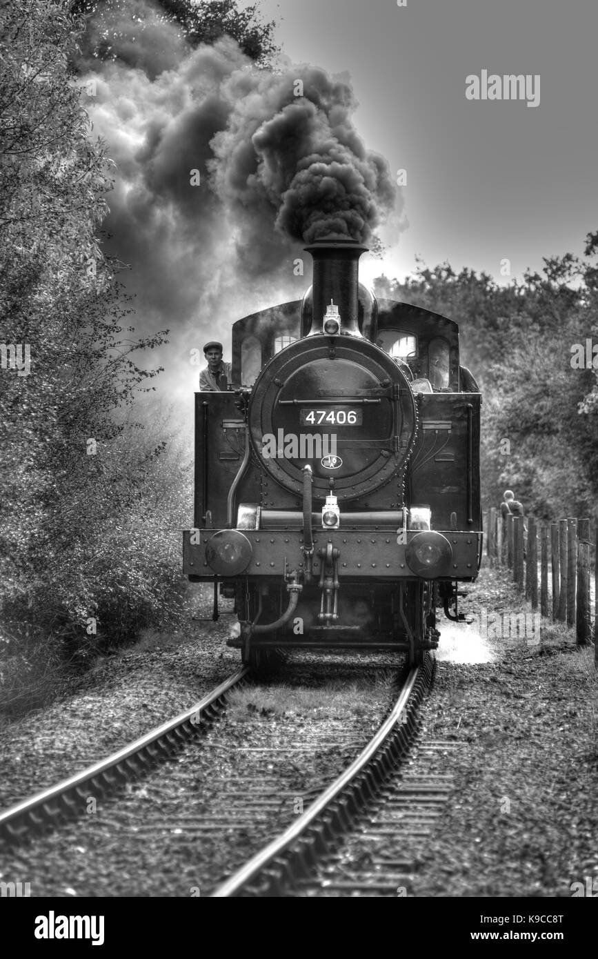 LMS class 3F 0-6-0 tank engine No 47406 approaching Bitton station ...