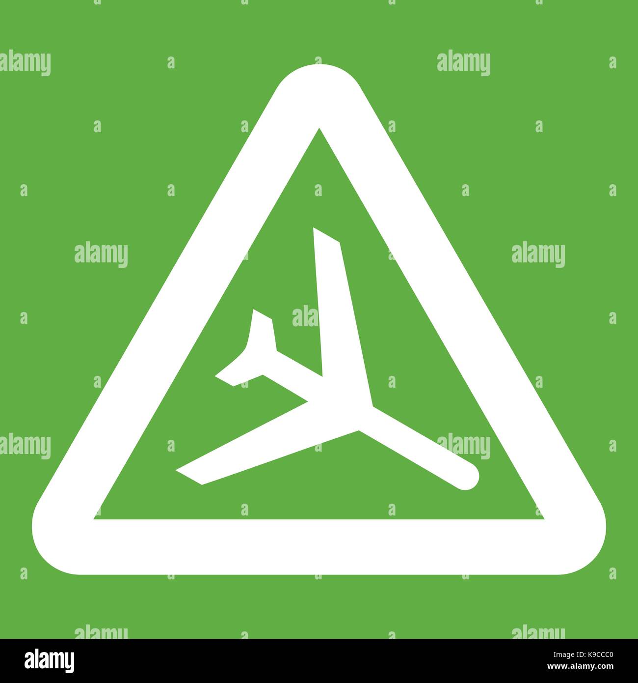 Warning sign of low flying aircraft icon green Stock Vector Image & Art ...