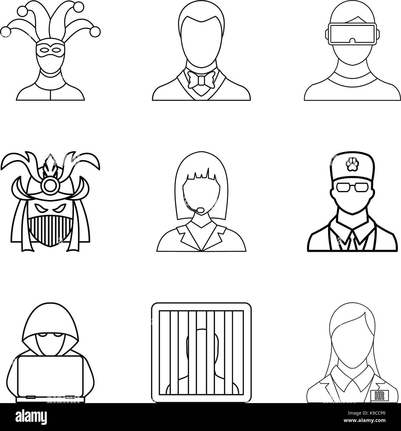 Role icons set, outline style Stock Vector Image & Art - Alamy