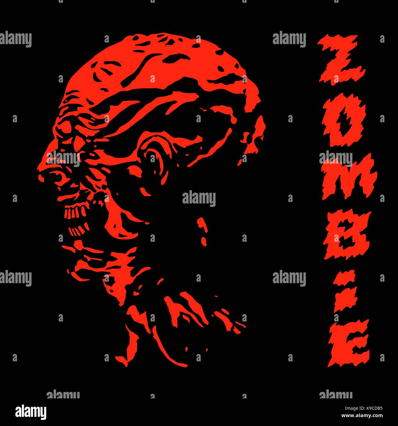 Scary screaming zombie red head. Vector illustration. Genre of horror ...