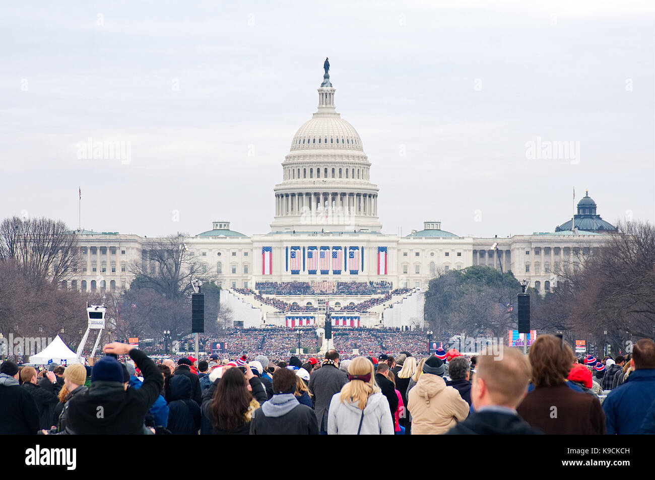 Washington DC, USA - January 20, 2017: Tens of thousands gather to see ...