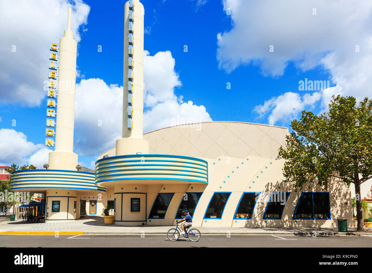 Art Deco cinema at Celebration town, Orlando, Florida, USA Stock Photo ...