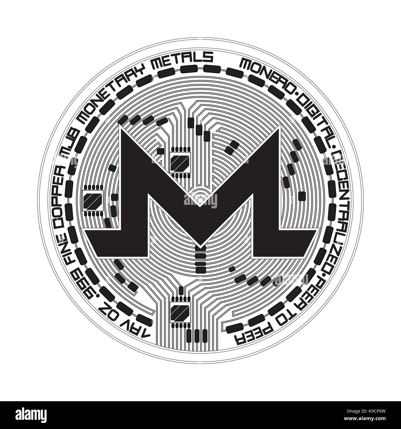 Crypto currency monero black and white symbol Stock Vector Image & Art ...