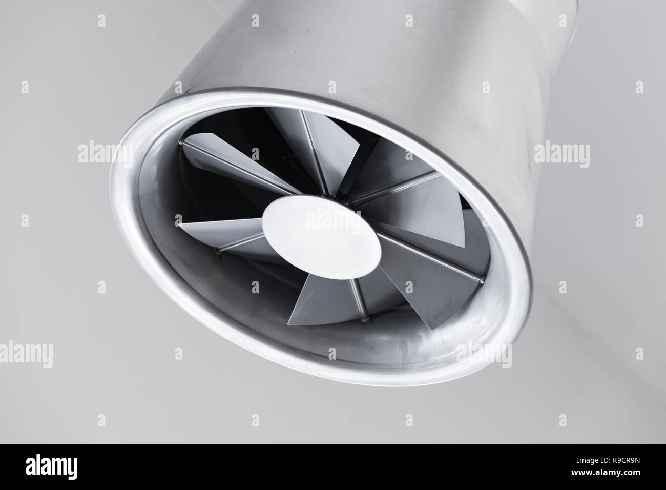 Modern round ventilation fan tube made of stainless steel Stock Photo ...