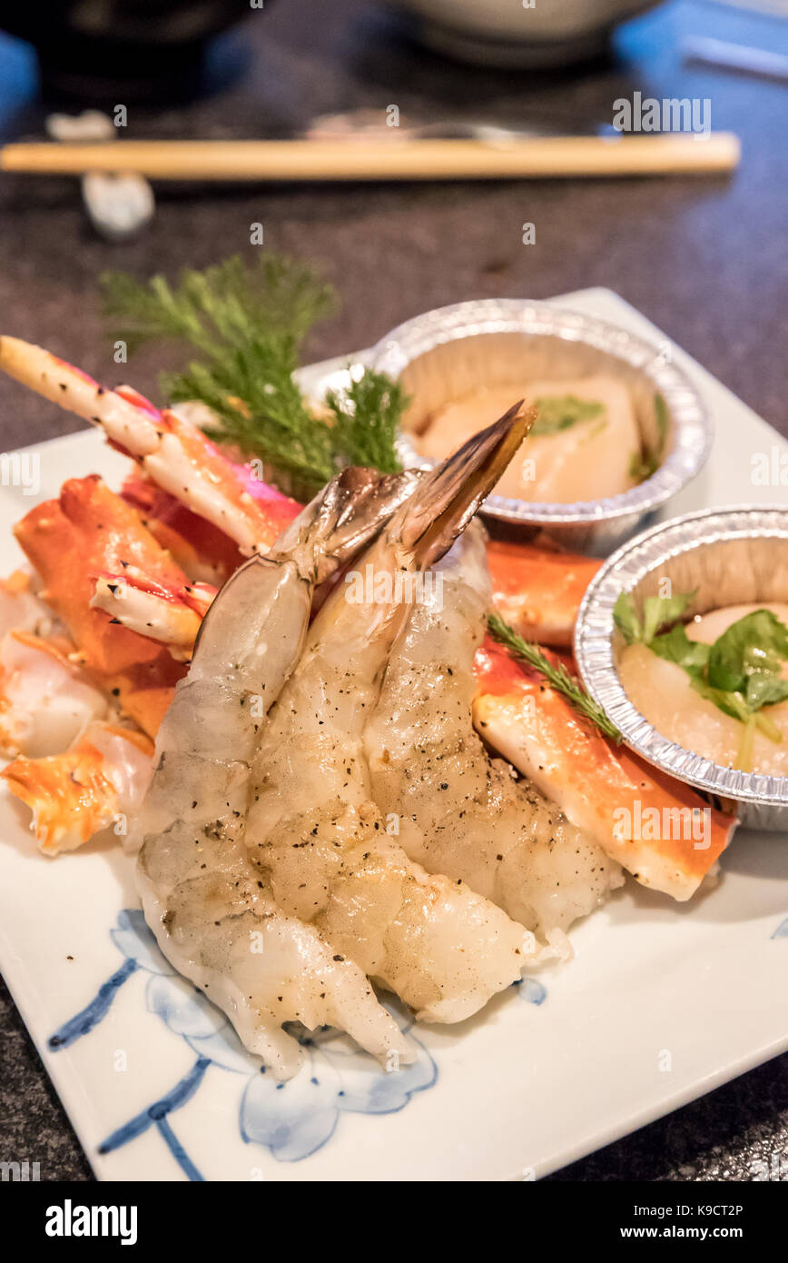 Fresh seafood set for japanese yakiniku Stock Photo - Alamy