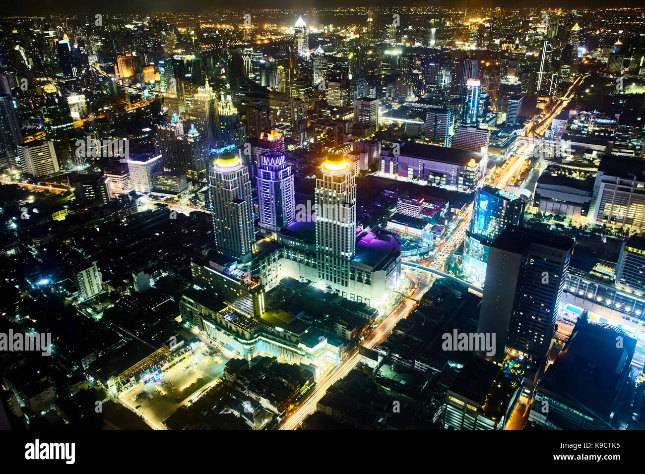 Night Bangkok cityscape. Top view Stock Photo - Alamy