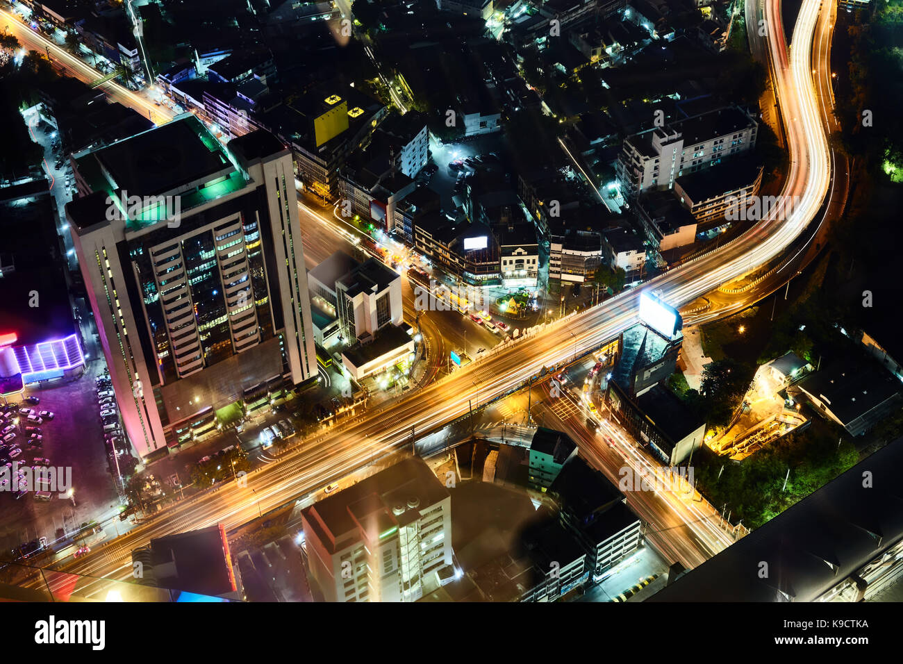 Multi level stack interchange in bangkok. Aerial view Stock Photo - Alamy