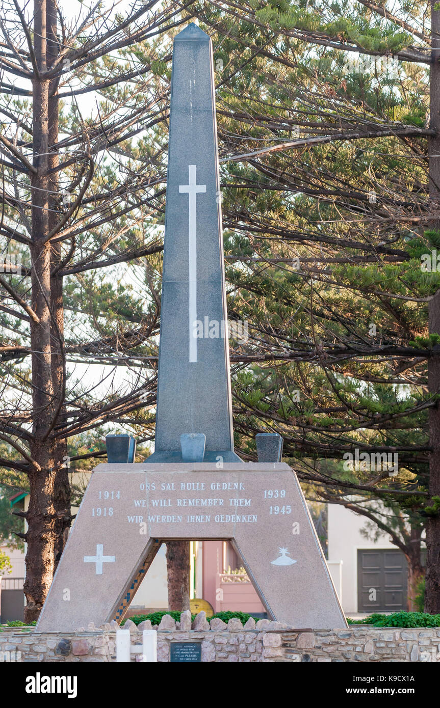 WALVIS BAY, NAMIBIA - JULY 1, 2017: A World War 1 and 2 memorial in ...