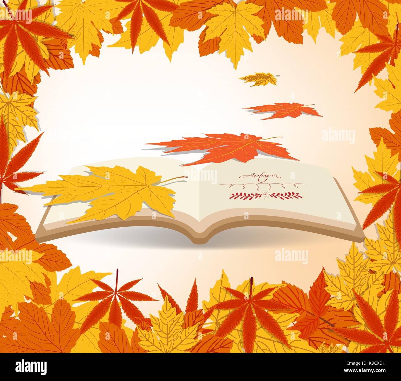 Autumn leaves background in the book Stock Vector Image & Art - Alamy