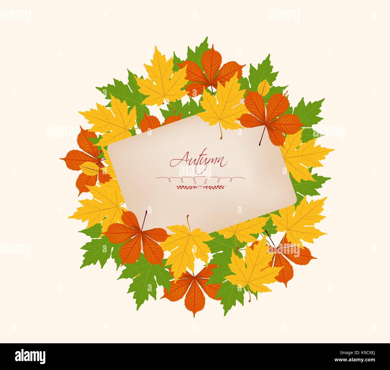 Autumn background with color leaves and card Stock Vector Image & Art ...
