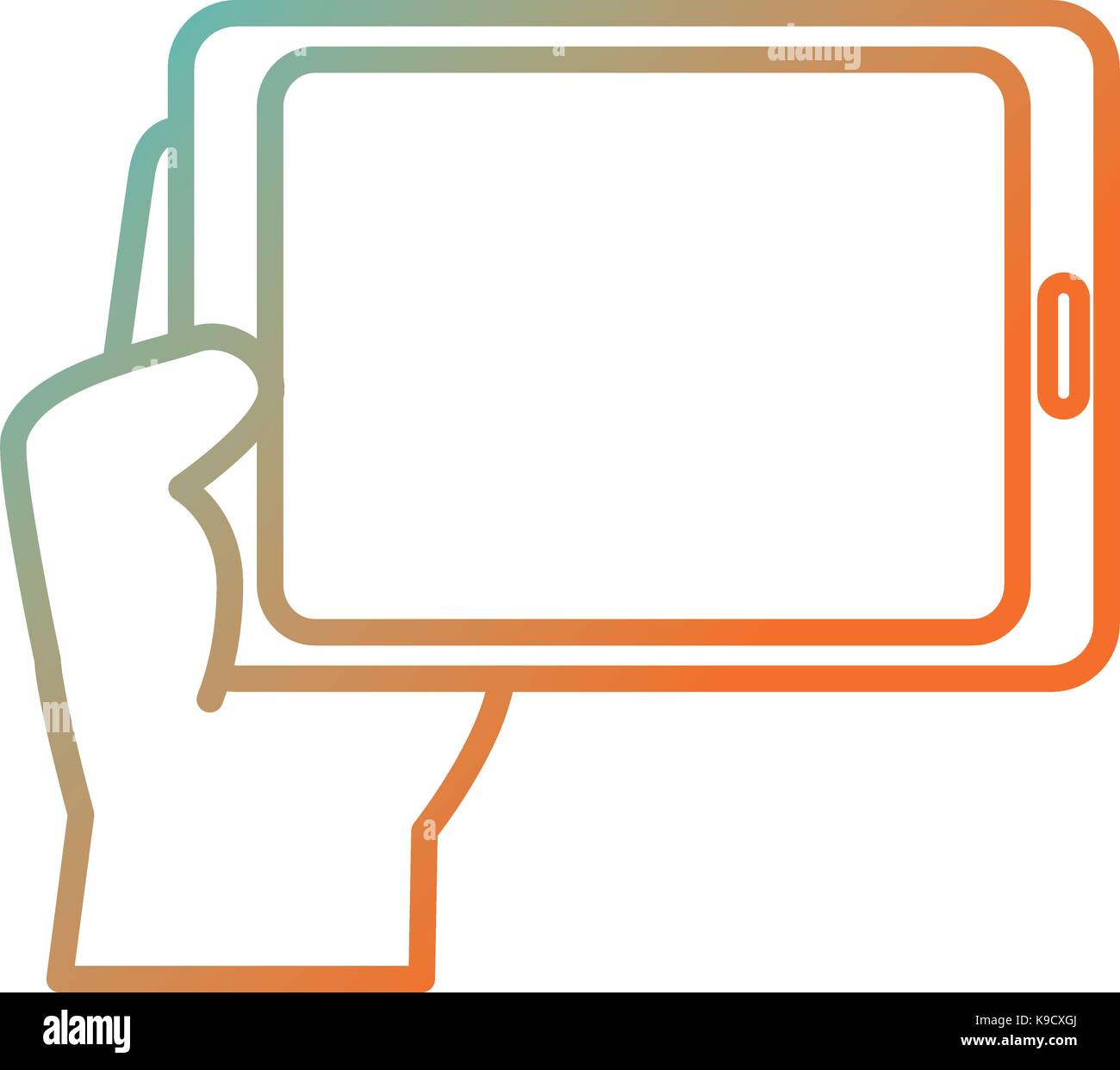 hand human with tablet device isolated icon vector illustration design ...