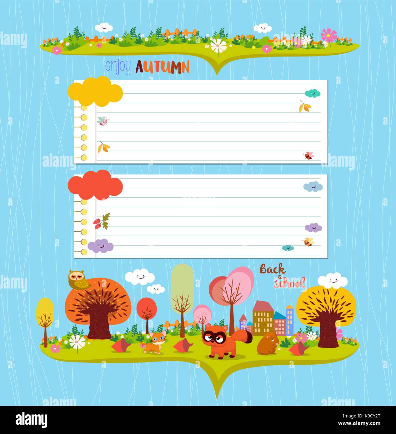 Hello autumn. Design elements for notebook. note papers Stock Vector ...