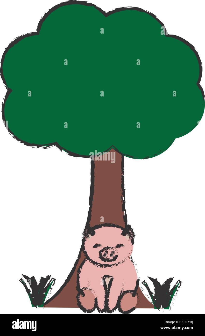 tree and cute pig icon Stock Vector Image & Art - Alamy