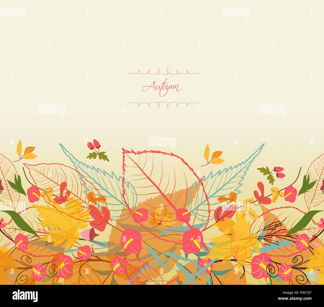 Background of stylized autumn leaves for greeting cards Stock Vector ...