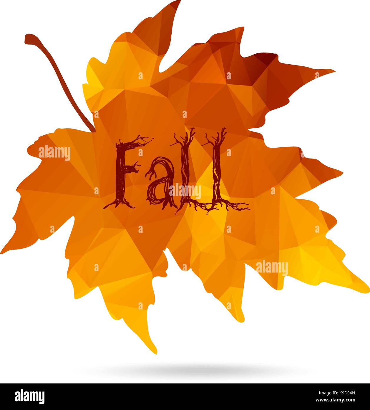 Maple leaf in triangular style with hand drawn word 'Fall' Stock Vector ...