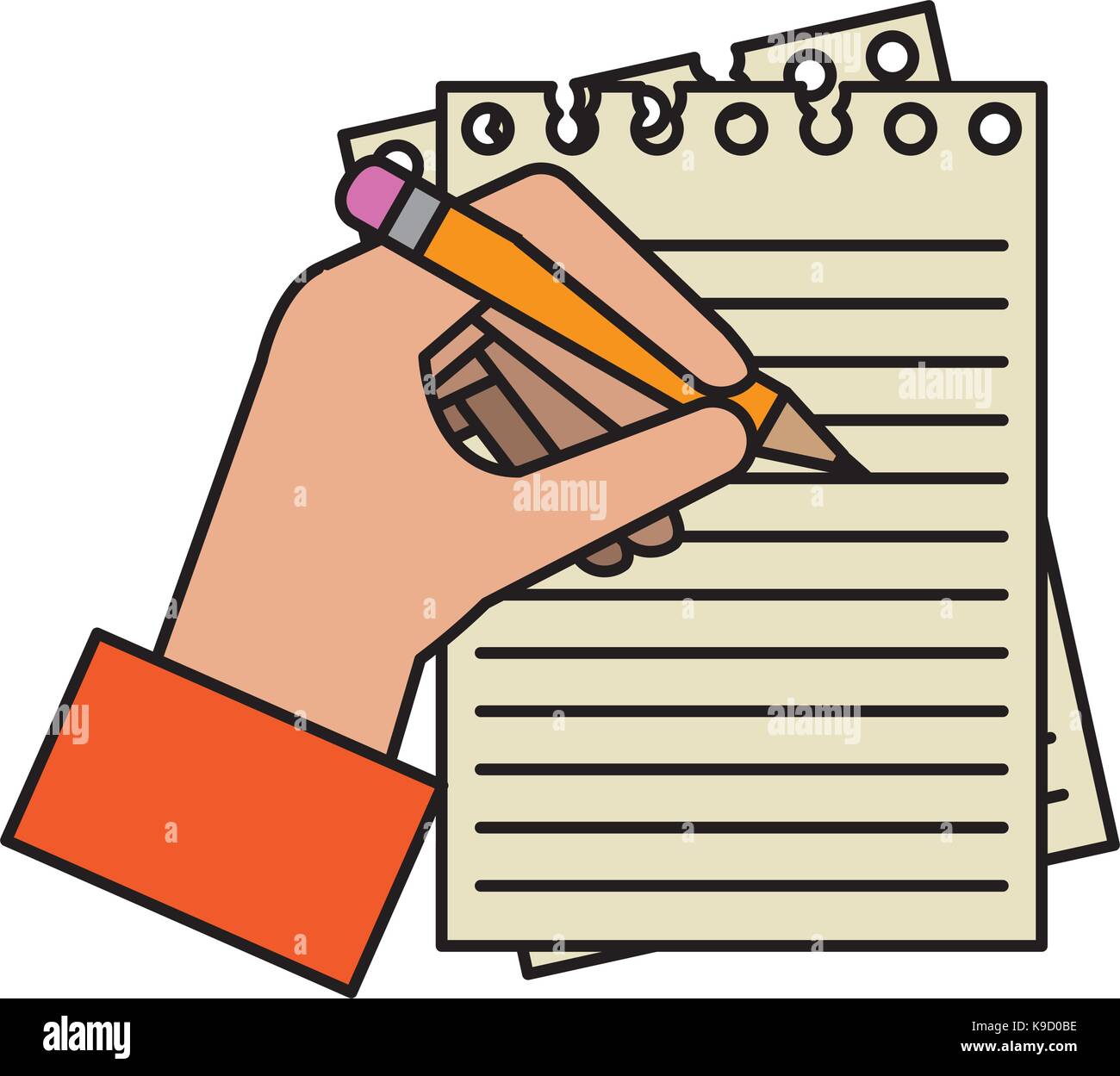 hand human with pencil writing in notebook vector illustration design ...