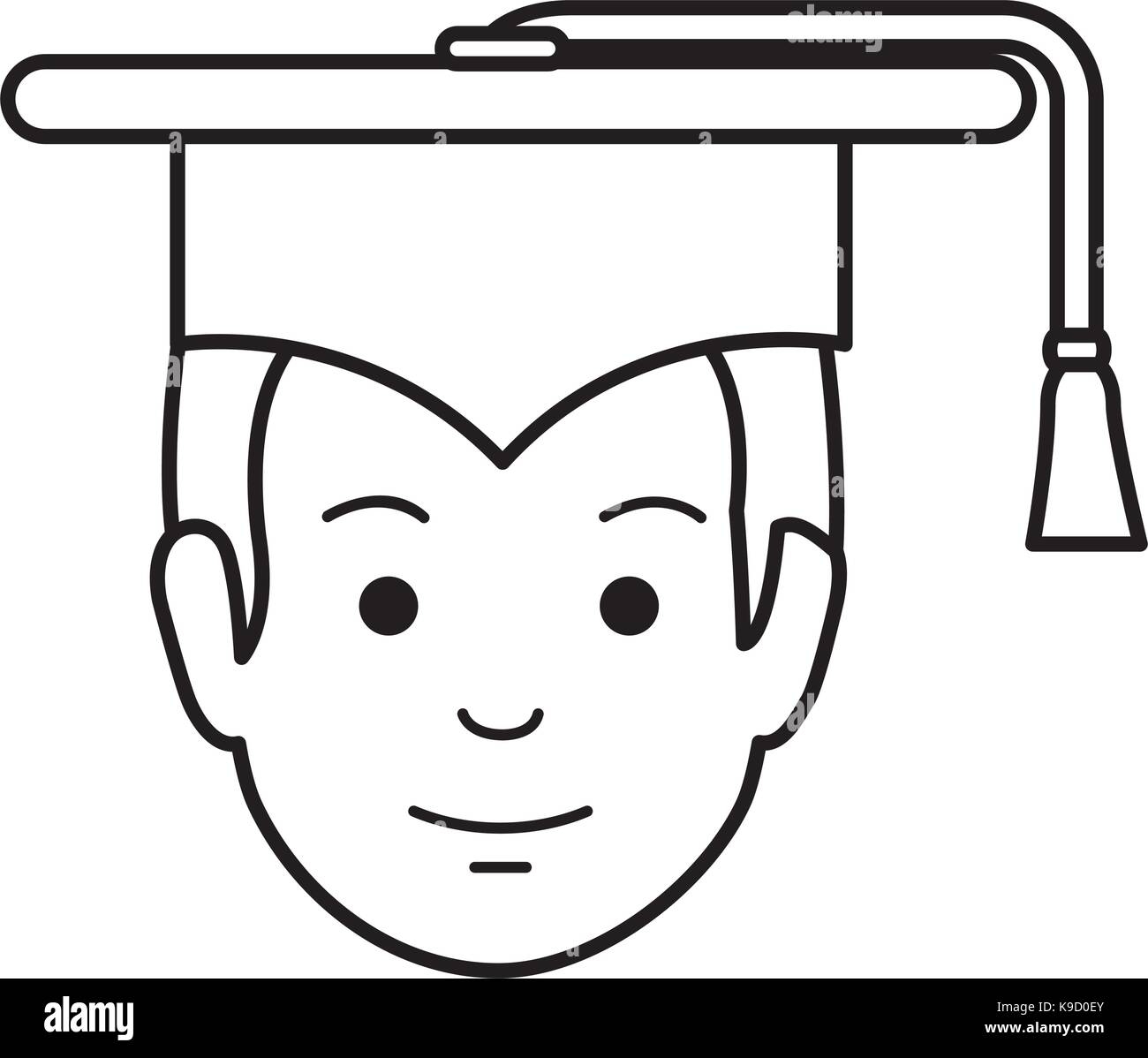 student head with hat graduation avatar vector illustration design ...