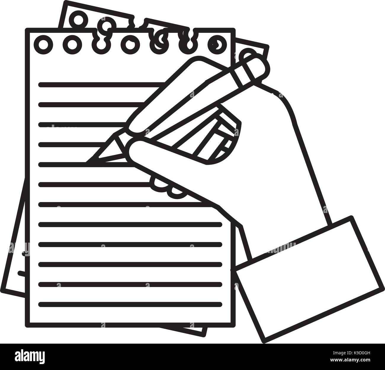 hand human with pencil writing in notebook vector illustration design ...