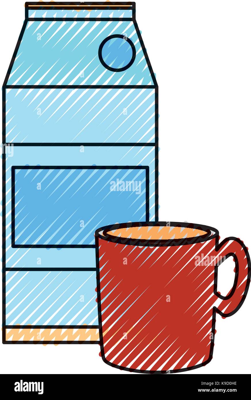 coffee mug and milk carton vector illustration Stock Vector Image & Art ...