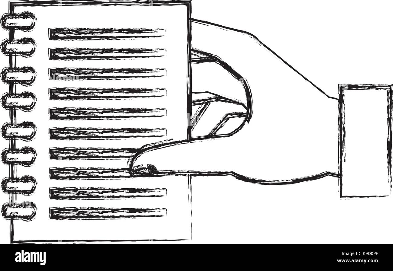 hands human with notebook paper isolated icon vector illustration ...
