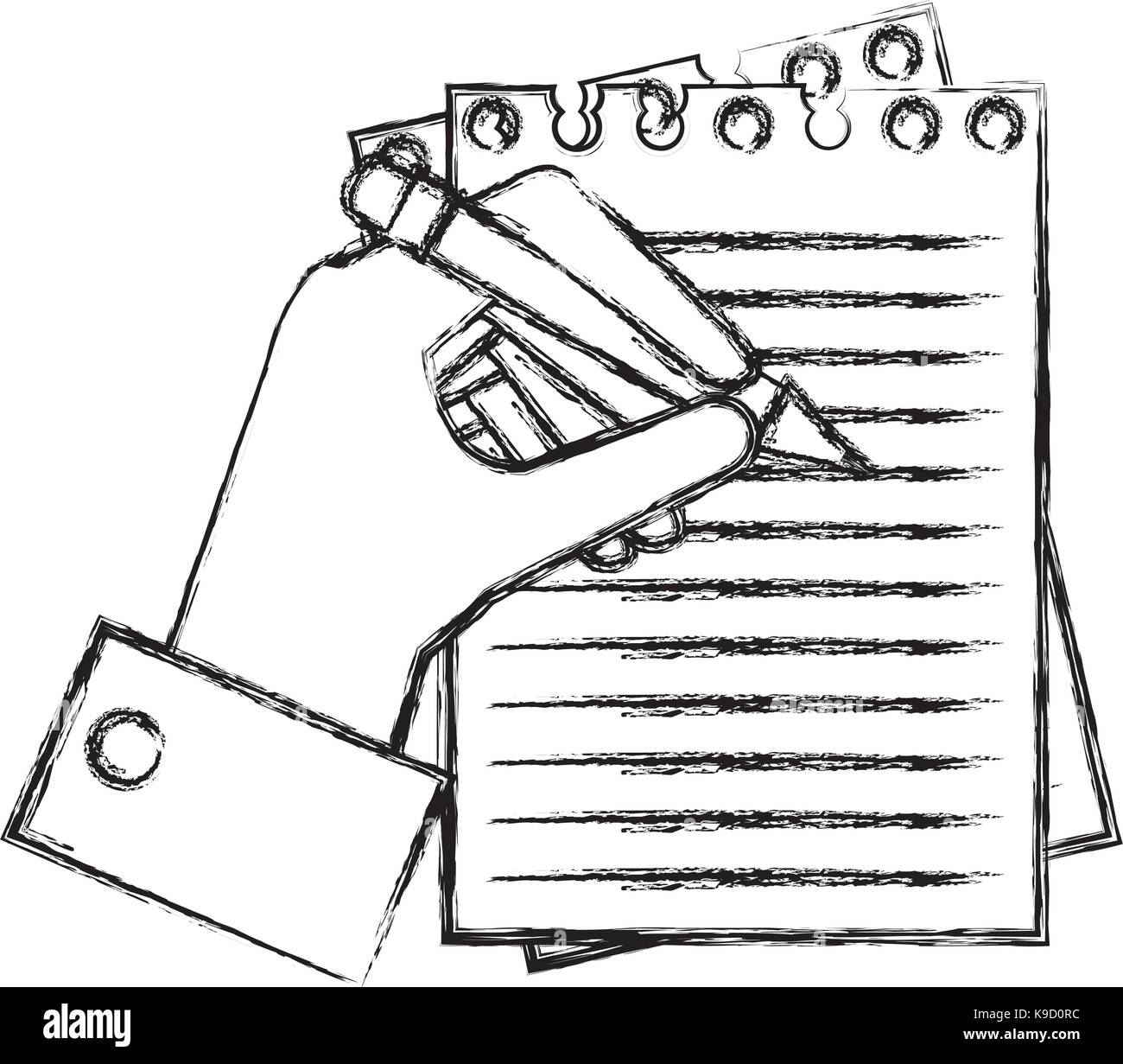 hand human with pencil writing in notebook vector illustration design ...