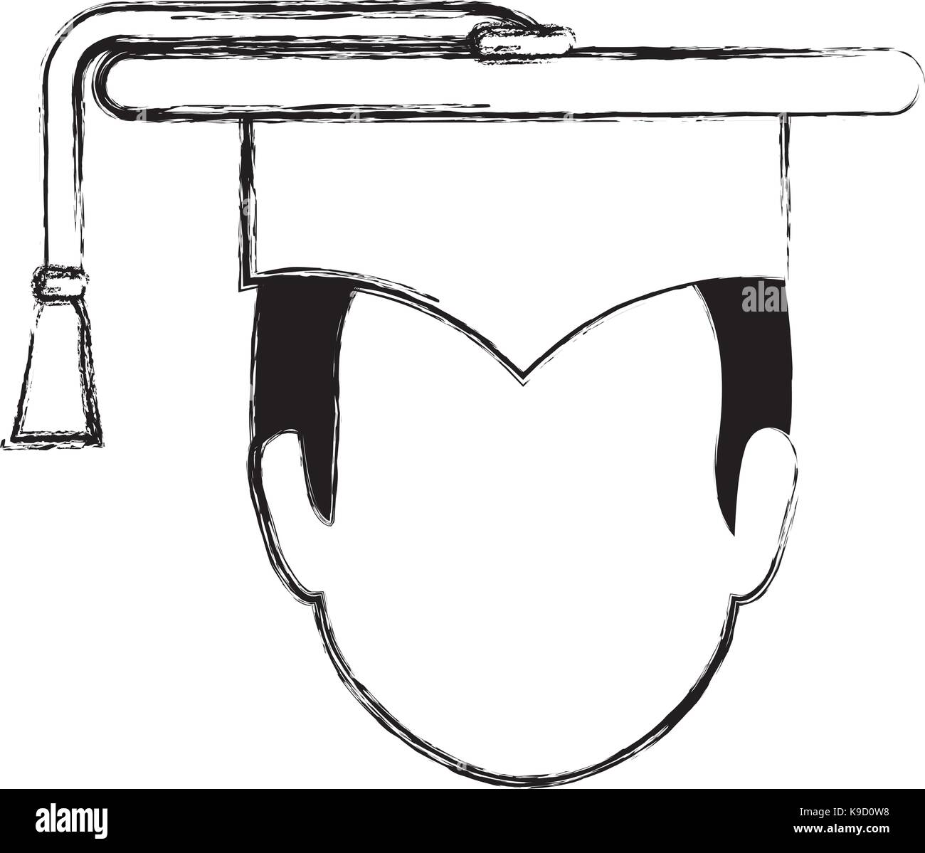 student head with hat graduation avatar vector illustration design ...