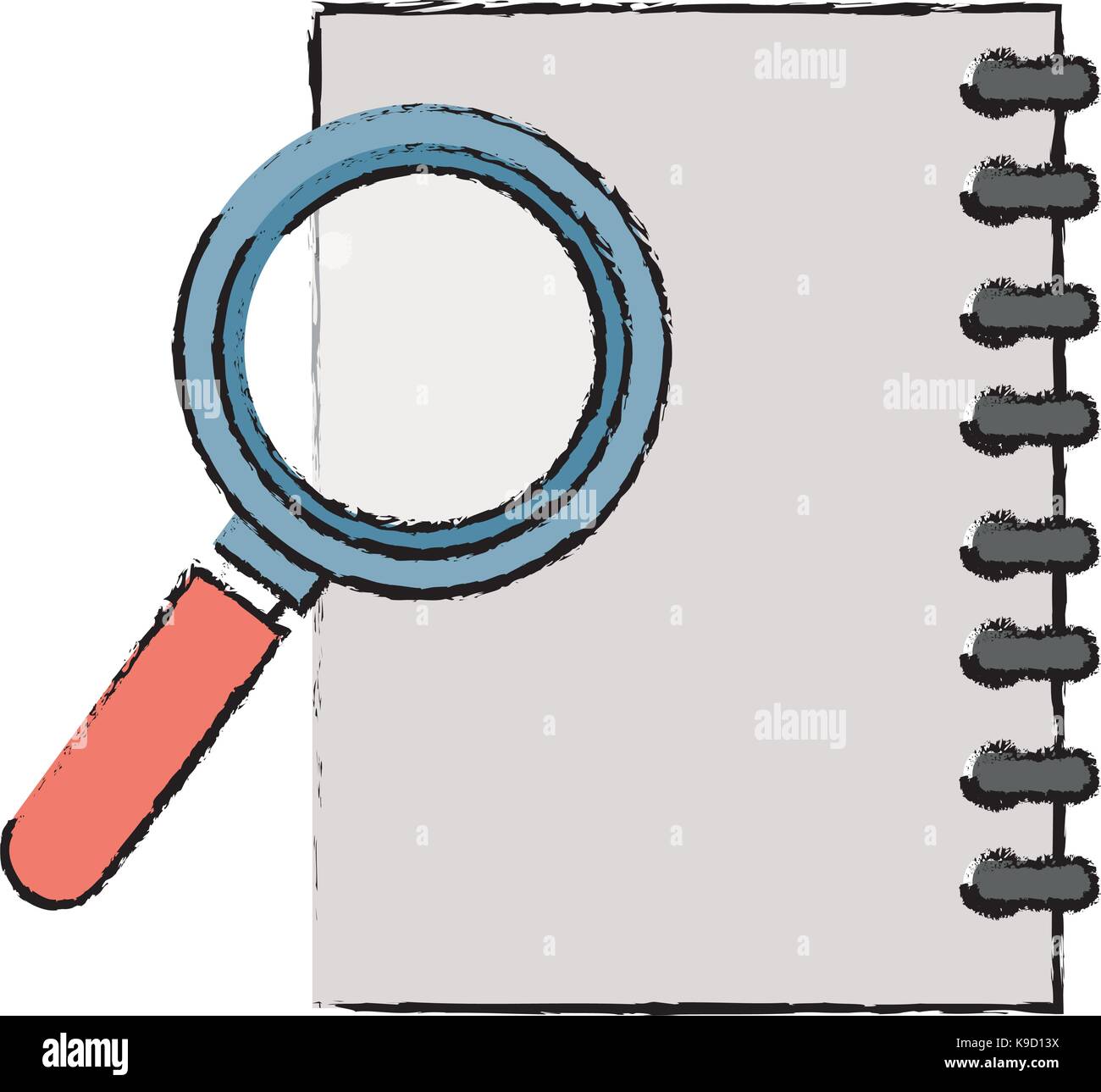 notebook school with magnifying glass vector illustration design Stock ...