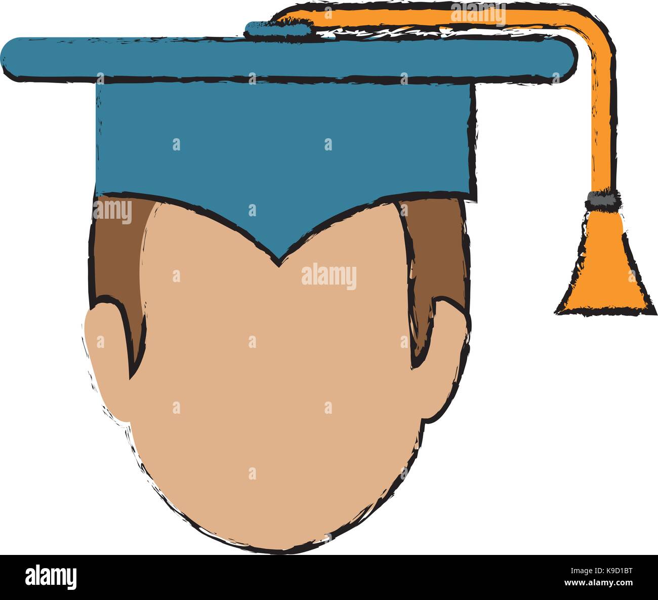 student head with hat graduation avatar vector illustration design ...
