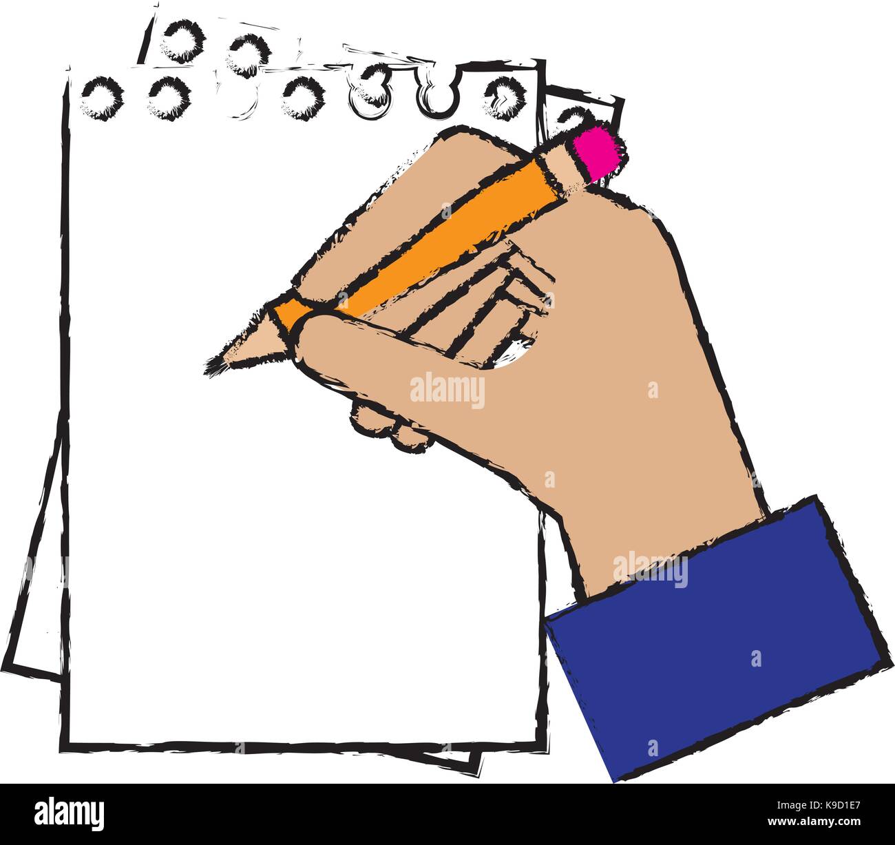 hand human with pencil writing in notebook vector illustration design ...